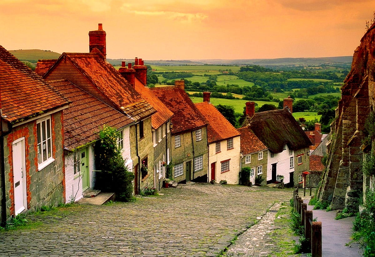 Achtergrond Gold Hill, Shaftesbury, Zomer | Download achtergronden