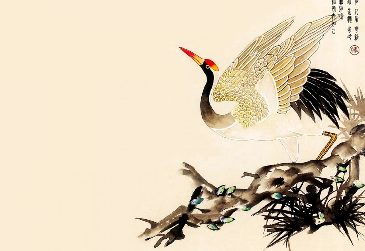 Achtergrond Chinese Schilderkunst, Chinese Kunst, Vogel | Download ...