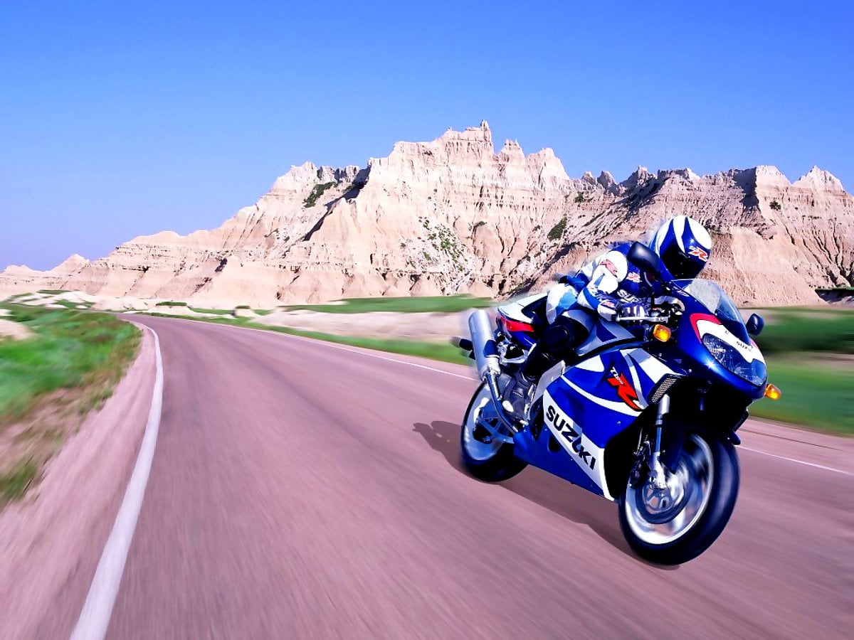 Coole Motorfiets, Bergen, Motorcoureur achtergrond | Download achtergronden