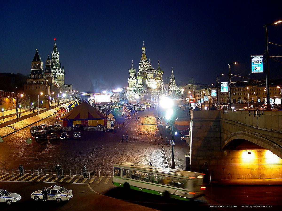 Mooie Rusland, Nacht, Stad achtergrond | Betse achtergronden