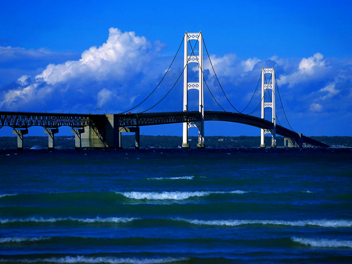 Colonial Michilimackinac, Mackinaw City, Vuurtoren achtergrond ...